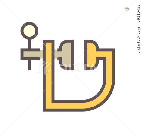 C-clamp vector icon design on white background,... - Stock Illustration ...