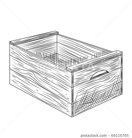 Wooden box isolated on white background. Vintage - Stock Illustration ...