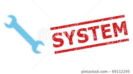 Scratched System Seal Stamp and Halftone Dotted... - Stock Illustration ...