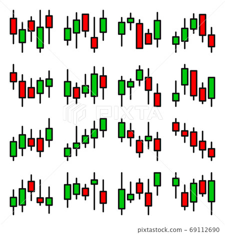 Japanese Candles Icons. Business Graph and... - Stock Illustration ...