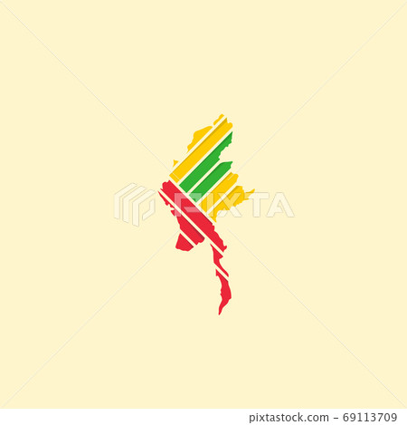 colorful myanmar map with flag color design... - Stock Illustration ...