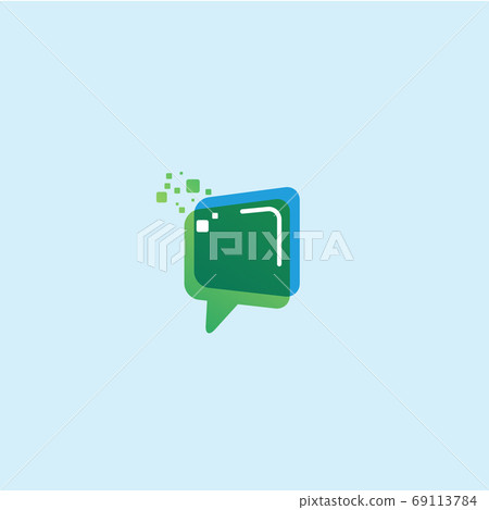 abstract chat icon with blue and green logo design - Stock Illustration ...