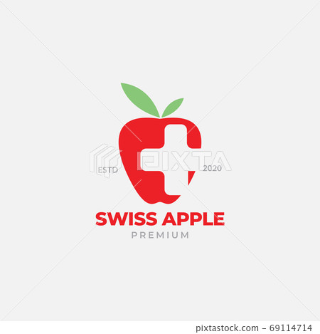 red apple with Swiss modern logo design vector-插圖素材 [69114714] - PIXTA圖庫