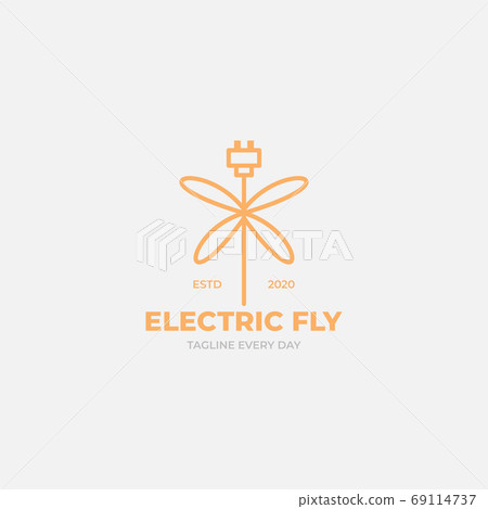 dragonfly tech wings simple line logo design - Stock Illustration ...