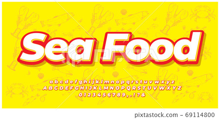 Abstract red and yellow 3d text graphic style... - Stock Illustration ...