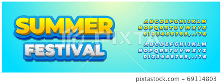 Summer festival yellow blue white text effect - Stock Illustration ...