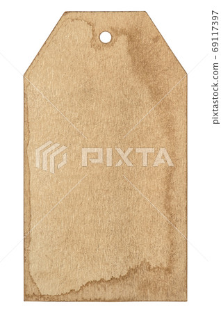 Brown recycled craft paper tag isolated white... - Stock Photo ...