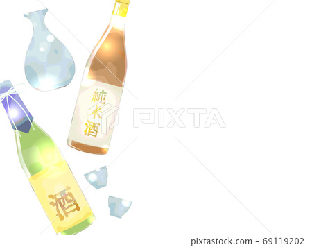 Japanese sake illustration background,... - Stock Illustration ...