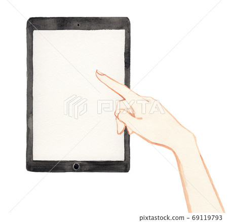 Watercolor hand drawn illustration of tablet input - Stock Illustration ...