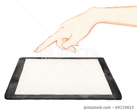 Watercolor hand drawn illustration of tablet input - Stock Illustration ...