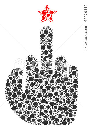 Rude Finger Gesture Vector Mosaic of Self... - Stock Illustration ...