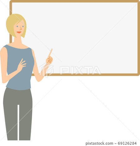 Simple illustration of a woman giving a lecture... - Stock Illustration ...