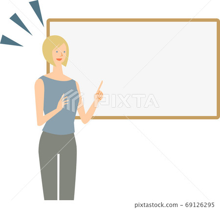 Simple illustration of a woman giving a lecture... - Stock Illustration ...
