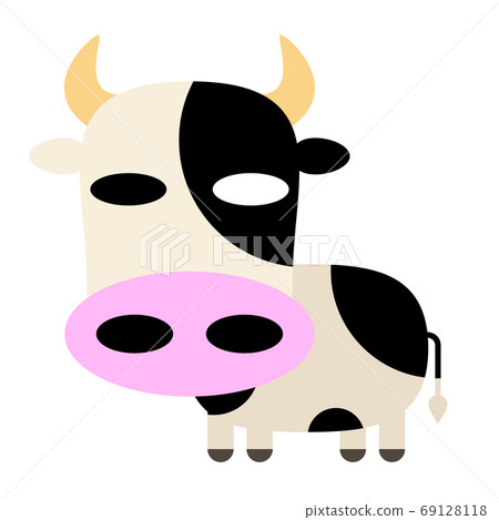 Icon-style Straight face animal Cow - Stock Illustration [69128118] - PIXTA
