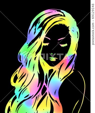 Female seven-color paper-cutting - Stock Illustration [69129148] - PIXTA