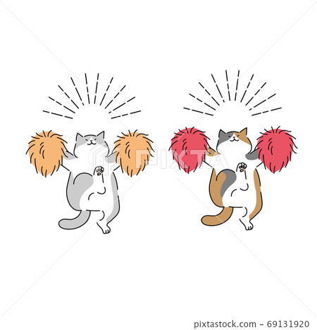Two cats cheerleading - Stock Illustration [69131920] - PIXTA