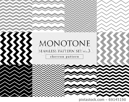 Monotone chevron pattern seamless pattern set - Stock Illustration ...