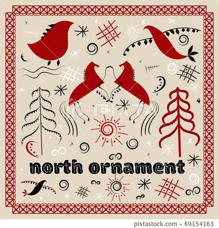 Hand drawn north folk ornament, vector...-插圖素材 [69154163] - PIXTA圖庫
