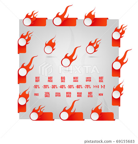 Fire and flame sale icon set isolated vector... - Stock Illustration ...