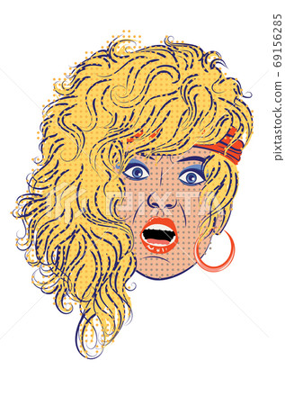 Pop art scared woman-插圖素材 [69156285] - PIXTA圖庫