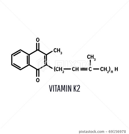 Vitamin K2 structural chemical formula on white... - Stock Illustration ...