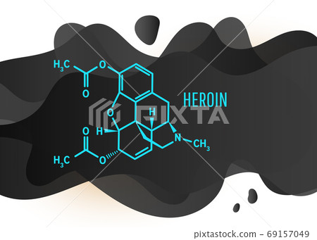 Heroin structural chemical formula with black... - Stock Illustration ...