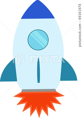 Illustration of a simple and cute flying rocket - Stock Illustration ...
