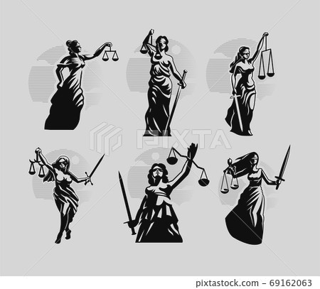 Collection of Goddess of Justice Themis. - Stock Illustration [69162063 ...