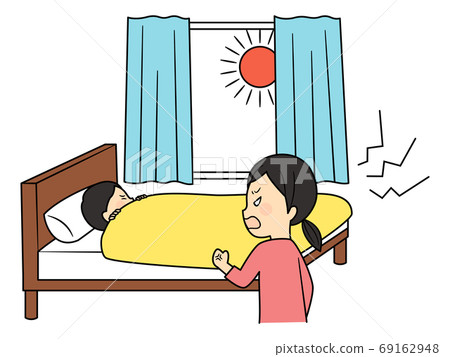 sleeping in, person who slept in, vector - Stock Illustration [69162948 ...