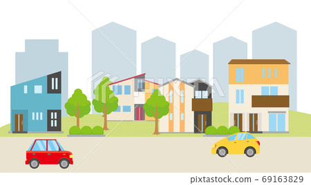 House and townscape landscape background... - Stock Illustration ...