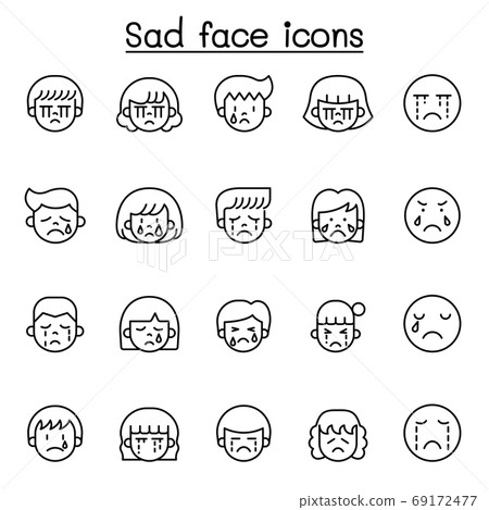 Sad face line icon-插圖素材 [69172477] - PIXTA圖庫