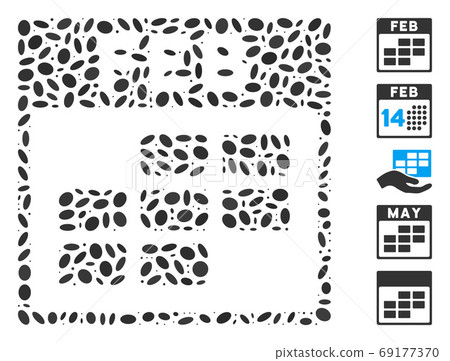 Dotted Collage February Calendar Grid - Stock Illustration [69177370 ...