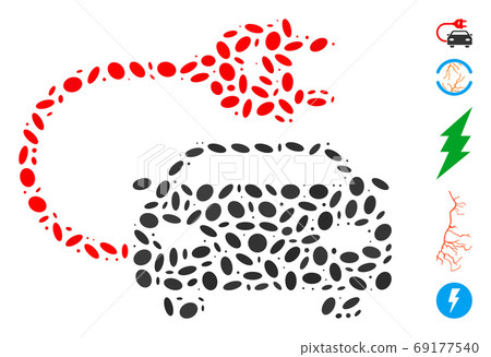 Dotted Collage Electric Car - Stock Illustration [69177540] - PIXTA