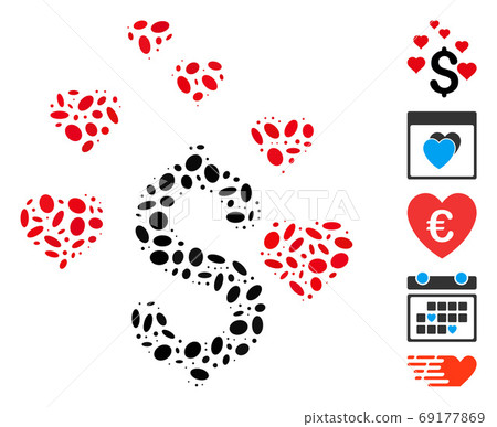 Ellipse Mosaic Dollar Love Hearts - Stock Illustration [69177869] - PIXTA