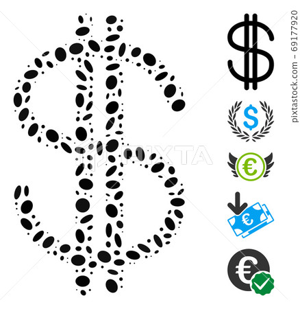 Dotted Collage Dollar - Stock Illustration [69177920] - PIXTA