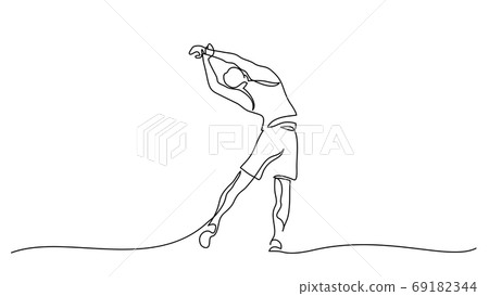 Man make stretching exercise one line draw - Stock Illustration ...
