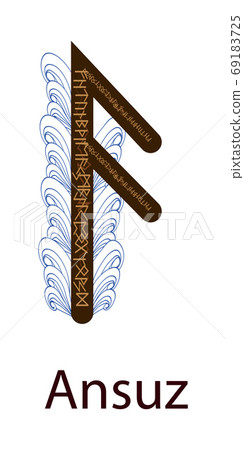 Runa Ansuz. Vertical projection. Scandinavian.... - Stock Illustration ...