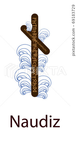 Rune Naudiz.Vertical projection. Scandinavian.... - Stock Illustration ...