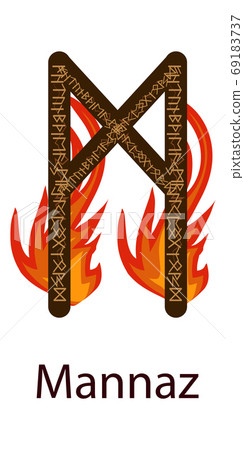 Rune Mannaz. Vertical projection. Scandinavian.... - Stock Illustration ...