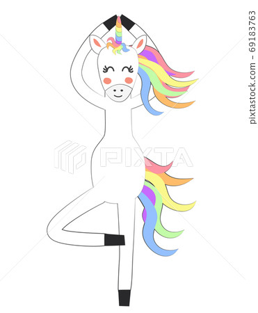 Unicorn doing yoga. Enlightenment, exercise,... - Stock Illustration ...