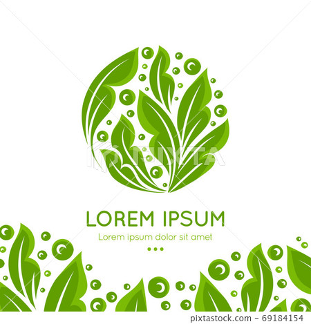 Green leaf emblem. Elegant, classic vector. - Stock Illustration ...