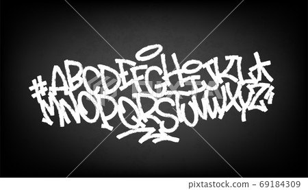 Handwritten graffiti font alphabet. - Stock Illustration [69184309] - PIXTA