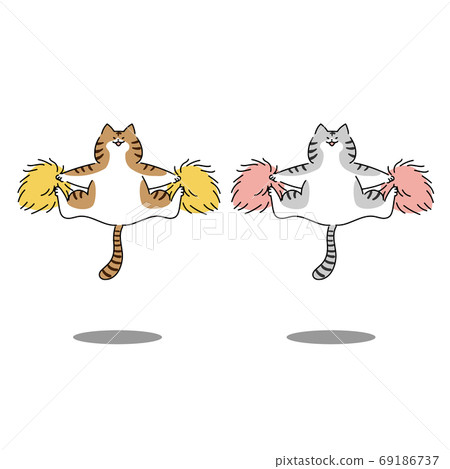 Two cats jumping in cheerleading - Stock Illustration [69186737] - PIXTA