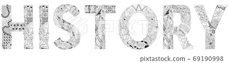 Word History. Vector zentangle object for coloring - Stock Illustration ...