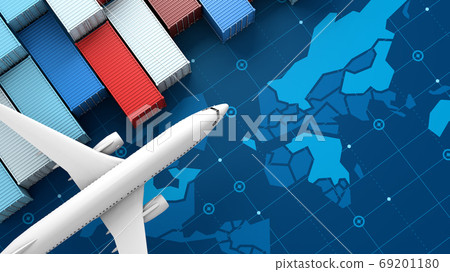 Container cargo ship and airplane in import export - Stock Illustration ...