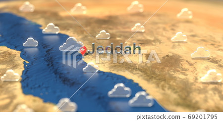 Cloudy weather icons near Jeddah city on the...-插圖素材 [69201795] - PIXTA圖庫