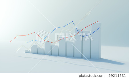 Financial rising bar and graph growing Side View - Stock Illustration ...