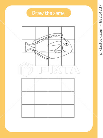 Copy the picture of fish - use the grid and... - Stock Illustration ...