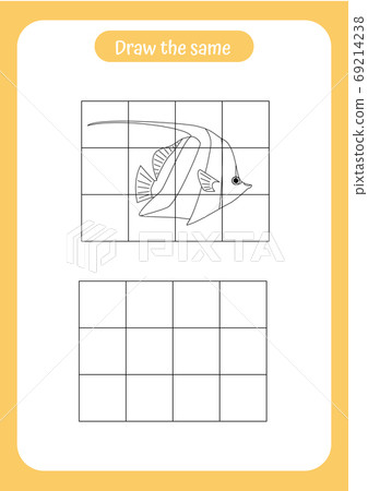Copy the picture of fish - use the grid and... - Stock Illustration ...
