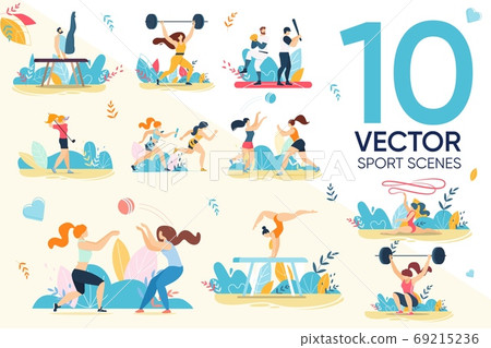 Professional Sportsman Athlete Character Sport Set - Stock Illustration ...